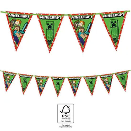 Minecraft Guirlande - Grønne Flag - FSC - 2.3 m – Geekd