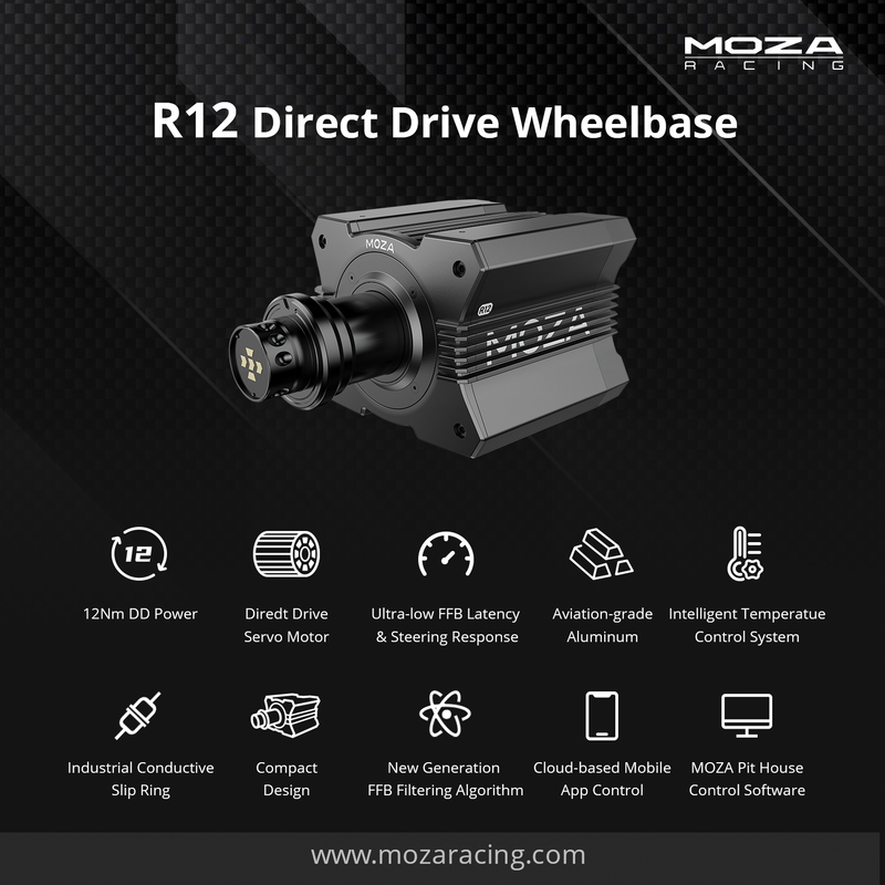 MOZA R12 Direct Drive Wheel Base - 12 Nm – Geekd